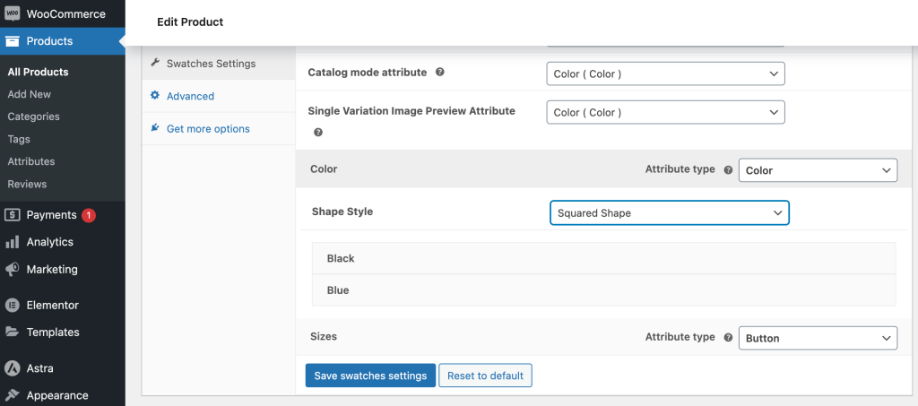 Product Swatches Settings - Support IWP